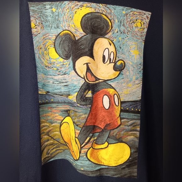 Disney | Shirts | Mens Van Gogh Starry Night Mickey Mouse Blue Tshirt ...